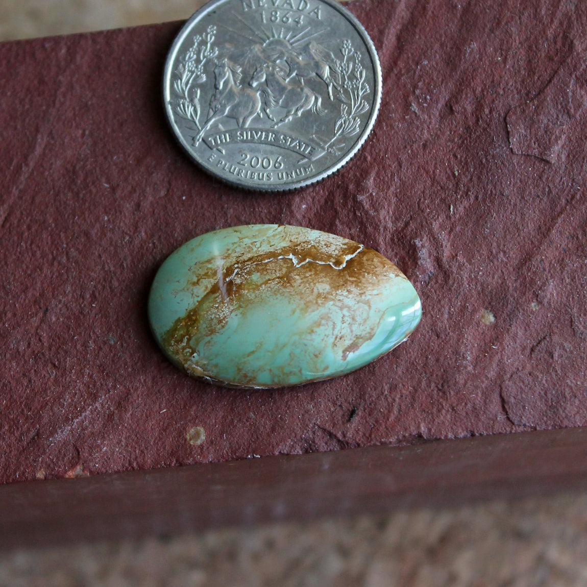 15 carat green Stone Mountain Turquoise cabochon with red matrix ...